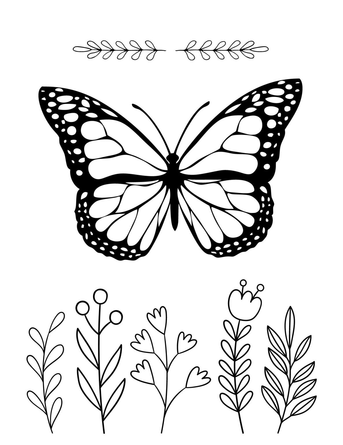 Free Simple Butterfly Coloring Pages - Little Moon