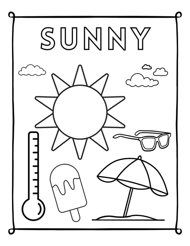 Color the forecast with these free weather coloring pages
