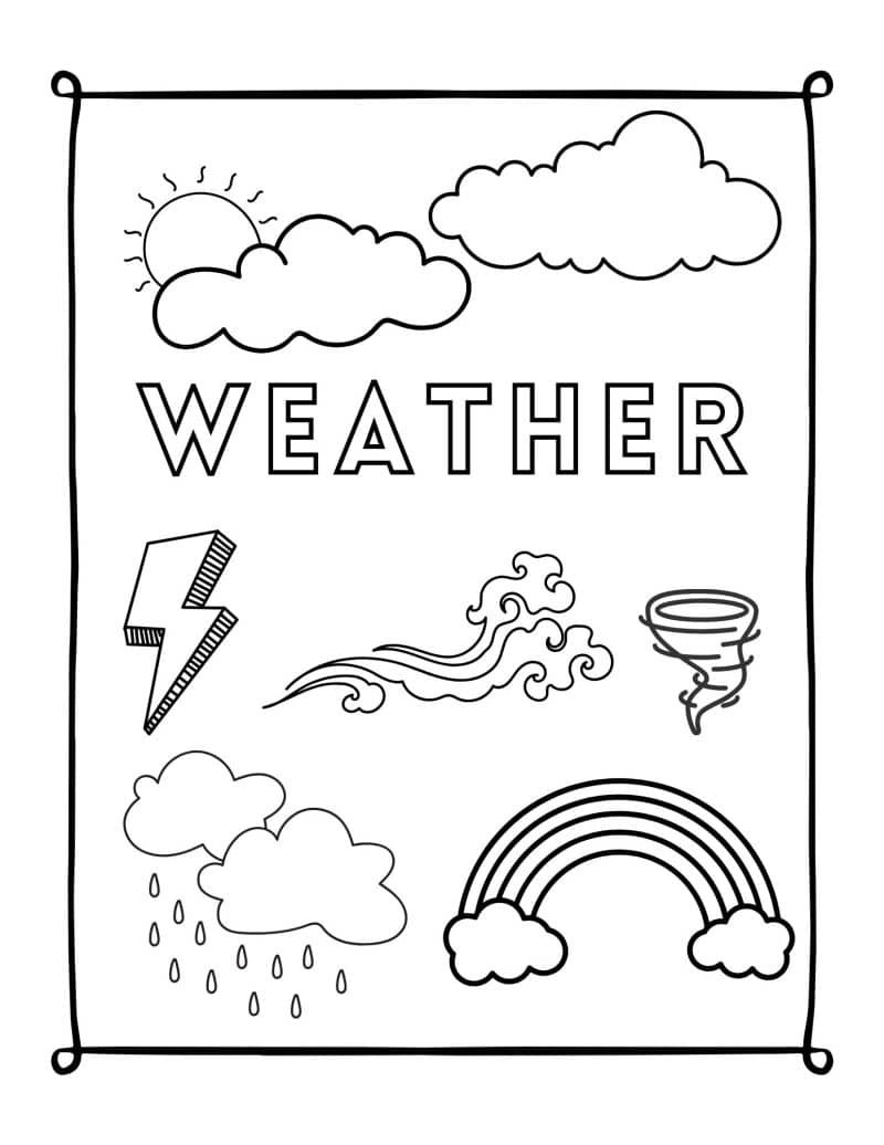 Color the forecast with these free weather coloring pages
